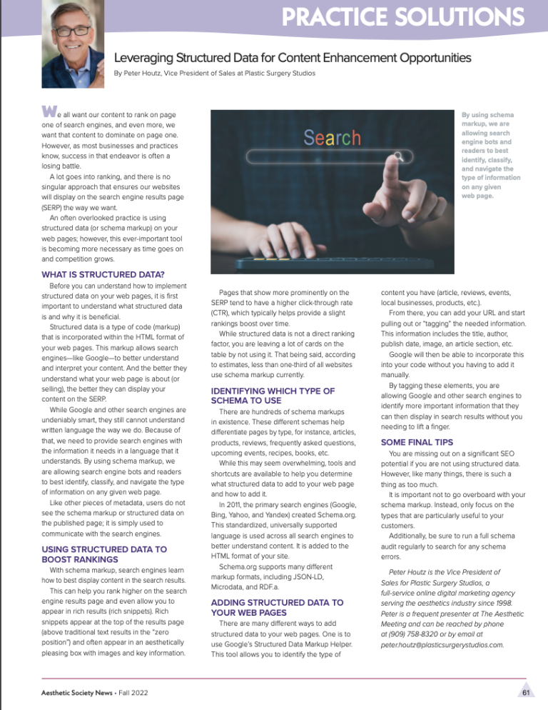 Our Article in The Aesthetic Society’s Fall 2022 Issue: Leveraging ...